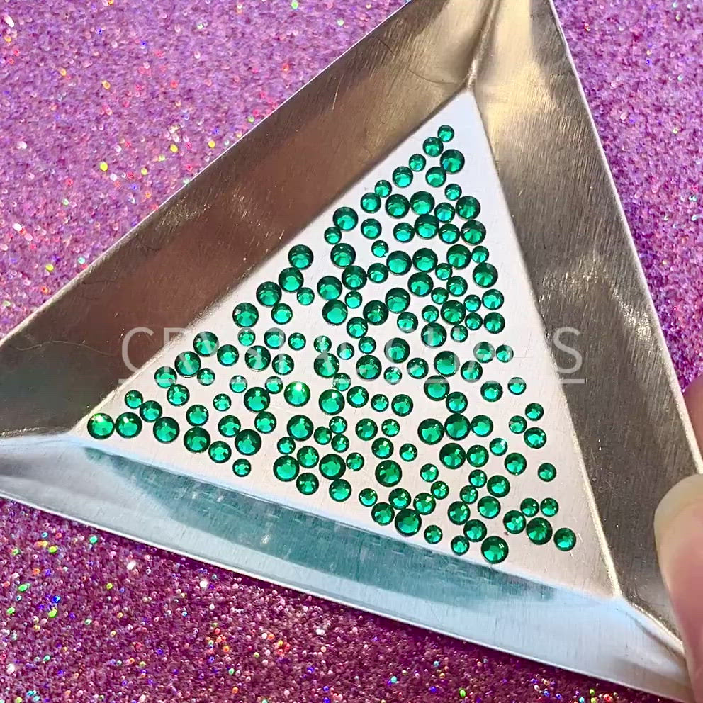 Flatback Crystals, Round, Non-Hotfix PRECIOSA, Emerald – Crystal Chaos